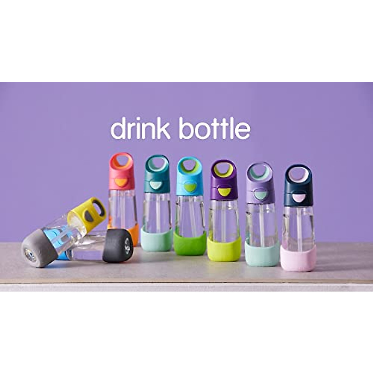 b.box 20 oz Tritan Drink Bottle: Kids Water Bottle with Straw and Lid for School, Sports, Travel, Daycare. Spill Proof & Leak Proof. Easy Grip Triangle Shape. BPA Free, Dishwasher Safe.