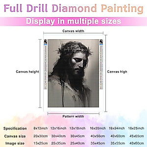 Calm Jesus Myth Diamond Painting Kits for Adults,5D DIY Round Full Drill Cross Stitch Crystal Rhinestone Embroidery Paintings Arts Crafts 20 * 24inch