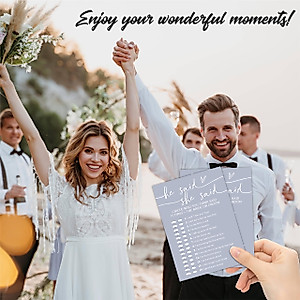 YKYENR He Said She Said Game Cards for Bridal Shower(30 Pcs), Minimalism Cement Gray Wedding Party Game Cards, Mr & Mrs, Engagement Party, Bridal Shower Party Games & Activities - D05