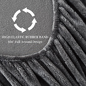 YIYEA Plush Fitted Sheet Twin Size, Ultra Soft Shaggy Fleece Twin Fitted Sheet, Fluffy Faux Fur 16" Deep Pocket Flannel Fitted Sheet for Fall Winter and Spring, 1 Pack Fitted Sheet Only