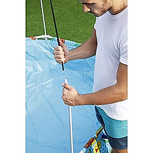 Bestway 8' x 20" Above Ground Kids Round Swimming Pool with UV Shaded Top Canopy and Built-in Water Mister, Fruit Designed Exterior