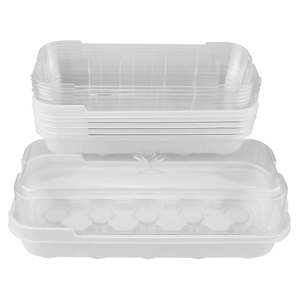 TITA-DONG 6 Pack Seed Propagator Tray Set, Mini Sturdy Windowsill Trays with Cover Dome, Greenhouse Grow Trays Mini Propagator for Seeds Growing Starting(White)