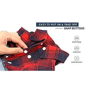HOODDEAL Dog Clothes Plaid Dog Shirt Dog Outfit Overalls Jeans Jumpsuit with Warm Sweater Vest Two-Piece Cool Puppy Clothes for Small Dogs Boy (Medium, Red-Black)