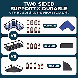 Corner Shower Caddy Organizer - 2 Pack, Rustproof Stainless Steel Shower Caddy with No Drill & Traceless Adhesive, Large Capacity & Durable Design in Black