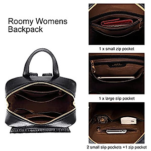 PIJUSHI Crocodile Leather Backpack Purse for Women Leather Rucksack with Flap(66511 Black)