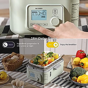 BUYDEEM G553 5-Quart Electric Food Steamer for Cooking, One Touch Vegetable Steamer, Digital Multifunctional Steamer, Quick Steam in 60s, Stainless Steel Steamer Tray, No Stew Pots Included