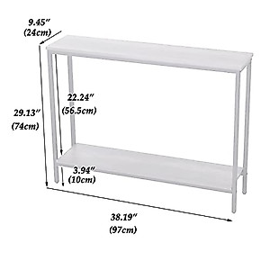 MAJARO Industrial Sofa Console Table for Living Room, Office (Rustic Brown, Double Layer)