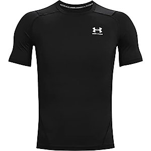 Under Armour mens Armour HeatGear Compression Short-Sleeve T-Shirt , Black (001)/White , X-Large