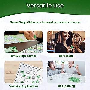 MR CHIPS Magnetic Bingo Chips with Metal Ring 3/4 Inch 200 Upgraded Pieces Green Transparent - Available in 7 Colors A Reusable Storage Bag