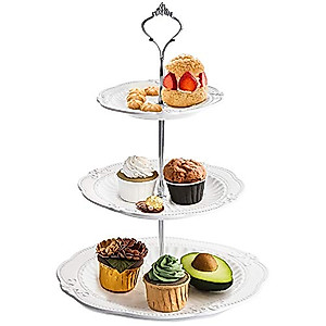 Bekith 2 Pack 3-Tier Porcelain Cupcake Stand, White Elegant Tiered Dessert Stand, Cakes Fruits Candy Pastry Buffet Serving Tray Platter for Tea Party Wedding Baby Shower Home Birthday
