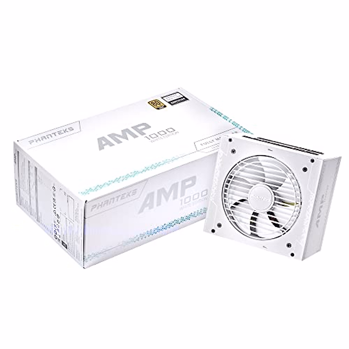 Phanteks (PH-P1000G_WT01) AMP Series 1000W 80PLUS Gold White Edition, ATX Power Supply, Fully Modular, Hybrid Mode, Silent fan, Revolt PRO LINK Certified