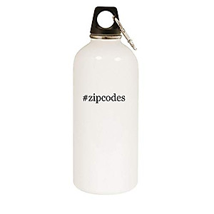 Molandra Products #zipcodes - 20oz Hashtag Stainless Steel White Water Bottle with Carabiner, White