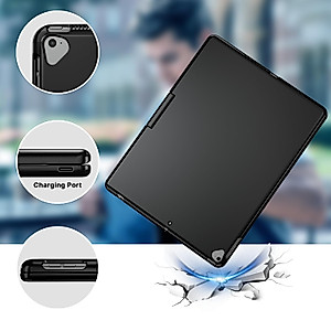 edaiser Swivel Keyboard Case for iPad 10.2 inch 9th 8th 7th, iPad Air 3rd and iPad Pro 10.5 2nd Generation: Wireless Rotatable Cover, Pencil Holder, Smart Trackpad, RGB Backlit, Black