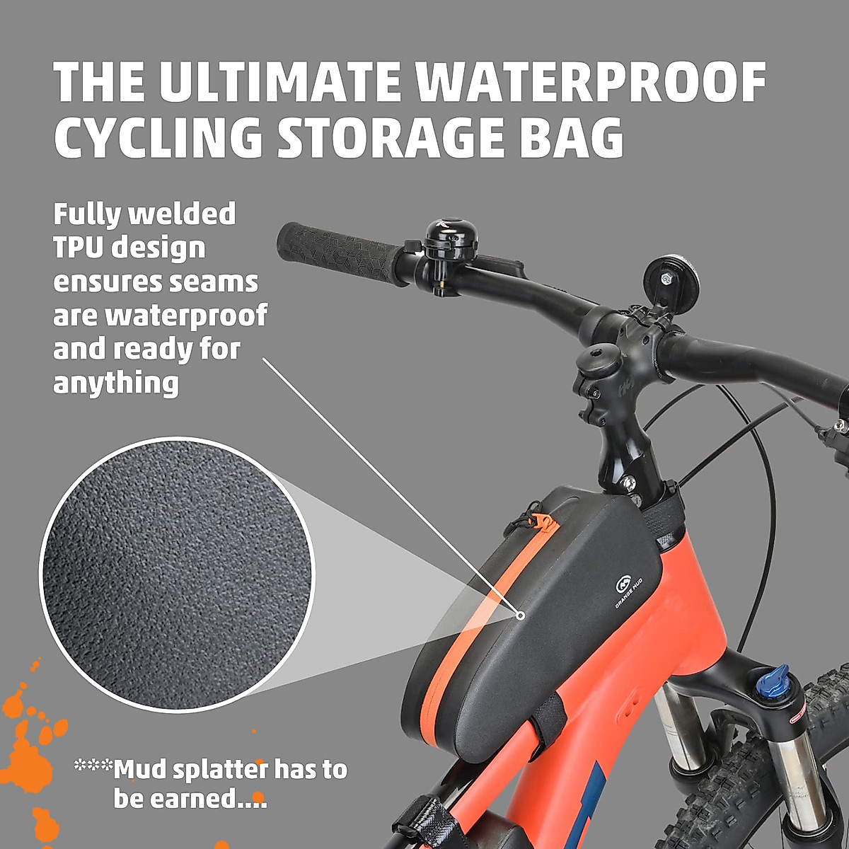 Orange Mud Bicycle Top Tube Bag, Welded, TPU, Black