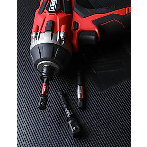 ARES 22011-3-Piece 3-Inch Impact Grade Socket Adapter Set with Color Sleeve - Turns Power Drill into High Speed Nut Driver - 1/4-Inch, 3/8-Inch, and 1/2-Inch Drive