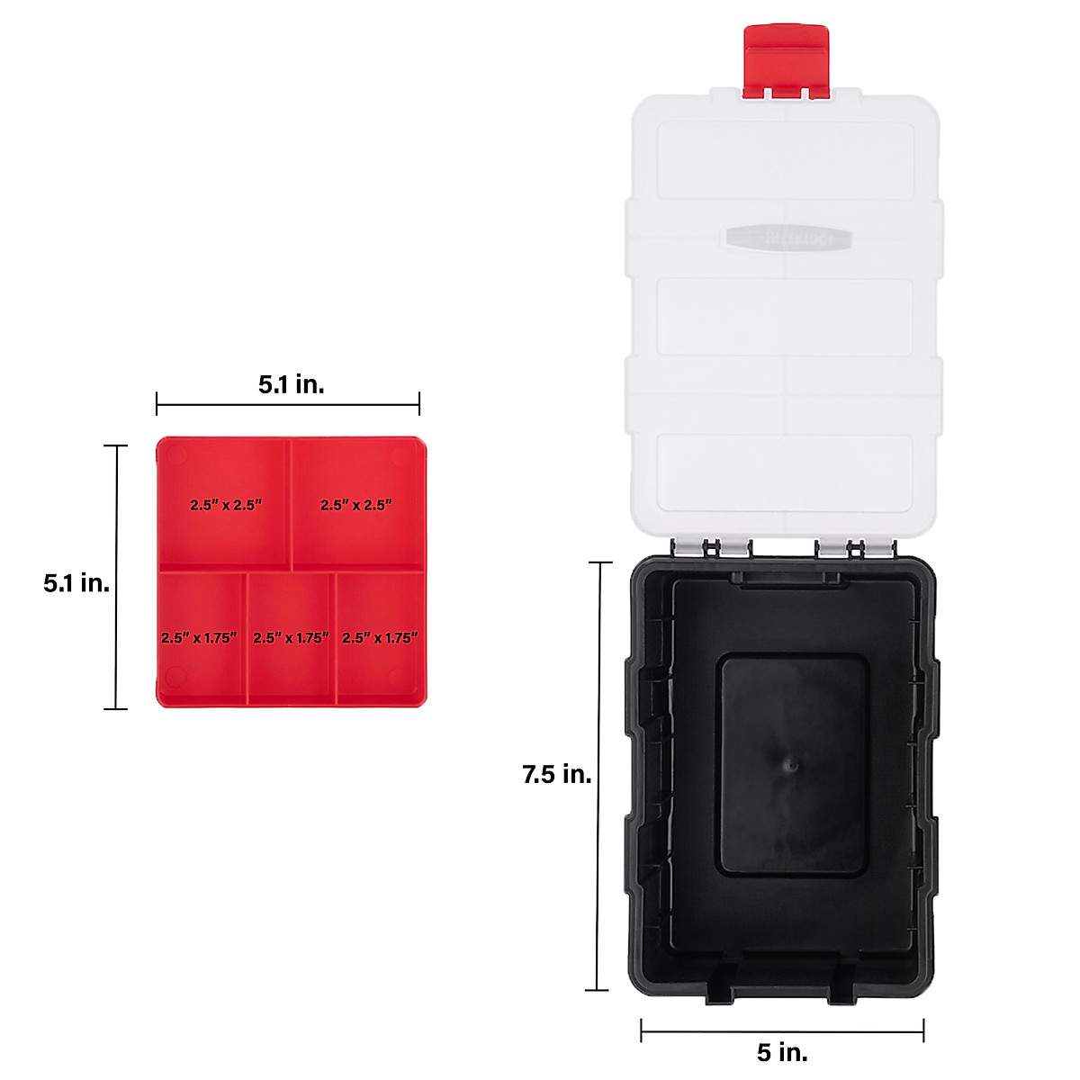 INTERTOOL Small Parts Hardware Tool Box, Home Toolbox, Removable 5-slot Tray, Compartment Plastic Organizer, Nails, Screws, Nuts, Bolts, First Aid Crafts Storage, Sewing, BX08-4041