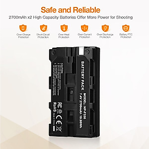LORDONE NP-F550 Battery, 2-Pack 2700mAh NP F550 Battery and Dual USB Charger Set for Sony NP F970, F750, F770, F960, F550, F530, F330, F570, CCD-SC55, TR516, TR716, TR818, TR910, TR917 and More