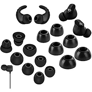 A-Focus 【Ear Tips & Hooks Kit】 Compatible with Beats Studio Buds/Fit Pro【 Memory Foam & Silicone 】, Soft Comfortable Noise Reduce Earbuds Wingtip Gel Compatible with Beats Flex, 21423H Black