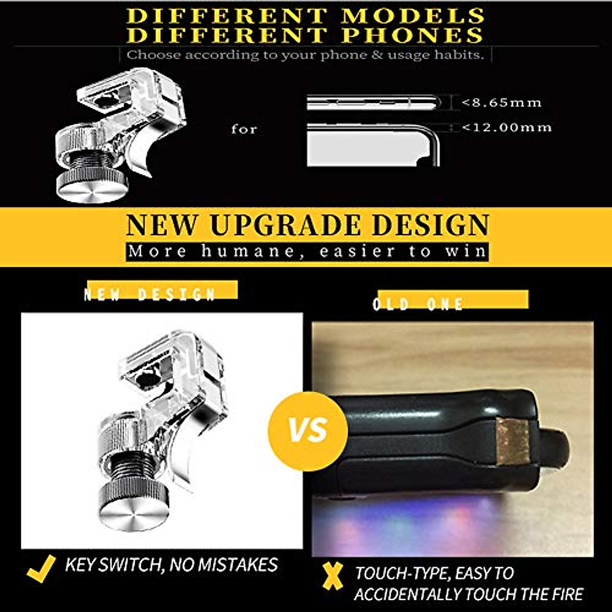 Onyehn 2Pairs Upgraded Version Metal Button Smart Phone Game Trigger L1 R1 Shooter Gamepad Joysticks Shooting Game for PUGB Controller Game Pad Accessories