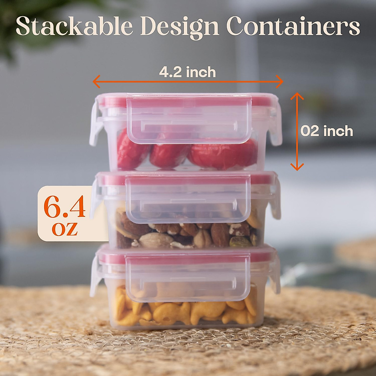 MosJos Condiment Containers with Screw Lids (3-Set) - 6.4 Oz Reusable Leakproof Salad Dressing Containers to go - Snack Containers Storage Cups for Lunch, Dishwasher Friendly, (Clear)