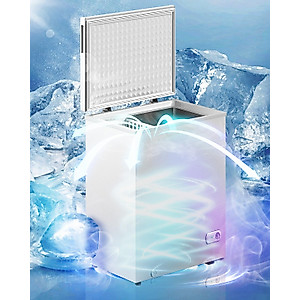 Muhub 10.0 Cu.Ft Chest Freezer,Deep Freezer with Removable Basket,Compact Freezer with Top Open Door, Adjustable Temperature, Low noise，Suitable for Kitchen Dorm Garage and Shed，White