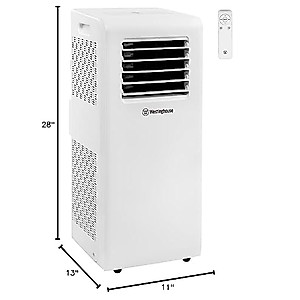 Westinghouse 8,000 BTU Air Conditioner Portable For Rooms Up To 200 Square Feet, Portable AC with Home Dehumidifier, 3-Speed Fan, Programmable Timer, Remote Control, Window Installation Kit,White