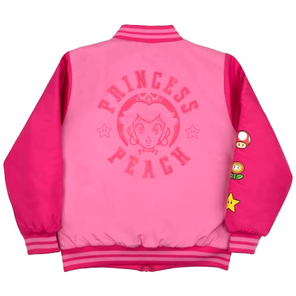 Nintendo Super Mario Bomber Jacket for Girls, Mario and Luigi Bomber Jacket (Peach Pink, Size 4/5)