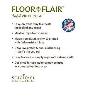 Studio M Floor Flair White Washed Wood Neutral Farmhouse - 2 x 3 Ft Decorative Vinyl Rug - Non-Slip, Waterproof Floor Mat - Easy to Clean, Ultra Low Profile - Printed in The USA