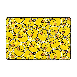 Jbofyee Cute Rubber Ducky Area Rug Non-Slip Soft Microfiber Washable Inside Floor Mats Yellow Cartoon Ducks Throw Rugs Carpet for Living Room Bedroom Office Dorm Home Decor, 36x24 Mat