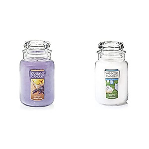 Yankee Candle Lemon Lavender Scented, Classic 22oz Large Jar Single Wick Candle, Over 110 Hours of Burn Time & Large Jar Candle Clean Cotton