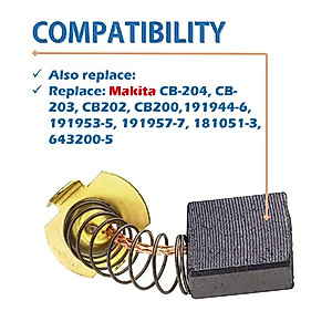 4pcs longlife CB204 Carbon Brush replacement for Makita CB-204, CB-203, CB202, 191944-6, 191953-5, 191957-7, 181051-3, 643200-5 (4 pcs/pack)