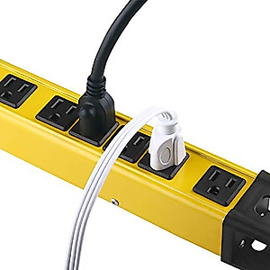 CCCEI Heavy Duty Power Strip Surge Protector with 15A, 6 Outlet Industrial, Shop Workshop Garden Metal Power Strip with 6FT Cord 1200 Joules ETL Listed, Yellow