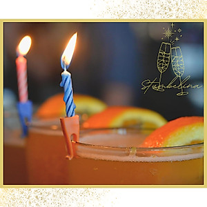 Celebration Birthday Candle Clips | Party Favors for 21st, 40th, Birthdays, New Years and More! | Unique Fun Beer Cup Shot Glass Champagne Toast Candles (Multi-Color, 15 Candles)