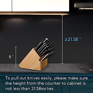 KITCHENDAO Deluxe 20 Slot Bamboo Knife Block Holder without Knives, Countertop Butcher Block Kitchen Knife Stand, Hold Multiple Large Blade Knives, Wider Slots for Easier Storage