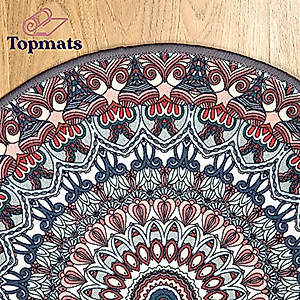 TopMats Round Area Rug - Modern Premium Indoor and Outdoor Durable Round Rug for Kitchen, Bedroom, Bathroom, Living Room, or Fireplace. Non-Skid, Washable, and Easy to Clean - 24in (Stainglass)
