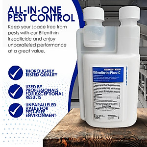 Bifenthrin-Plus-C Insecticide (16 oz) - Roach Killer Indoor Infestation, Termite Treatment, Ant Control & Wasp Spray - Home Defense Pest Control, Residential, Commercial, and Industrial Use