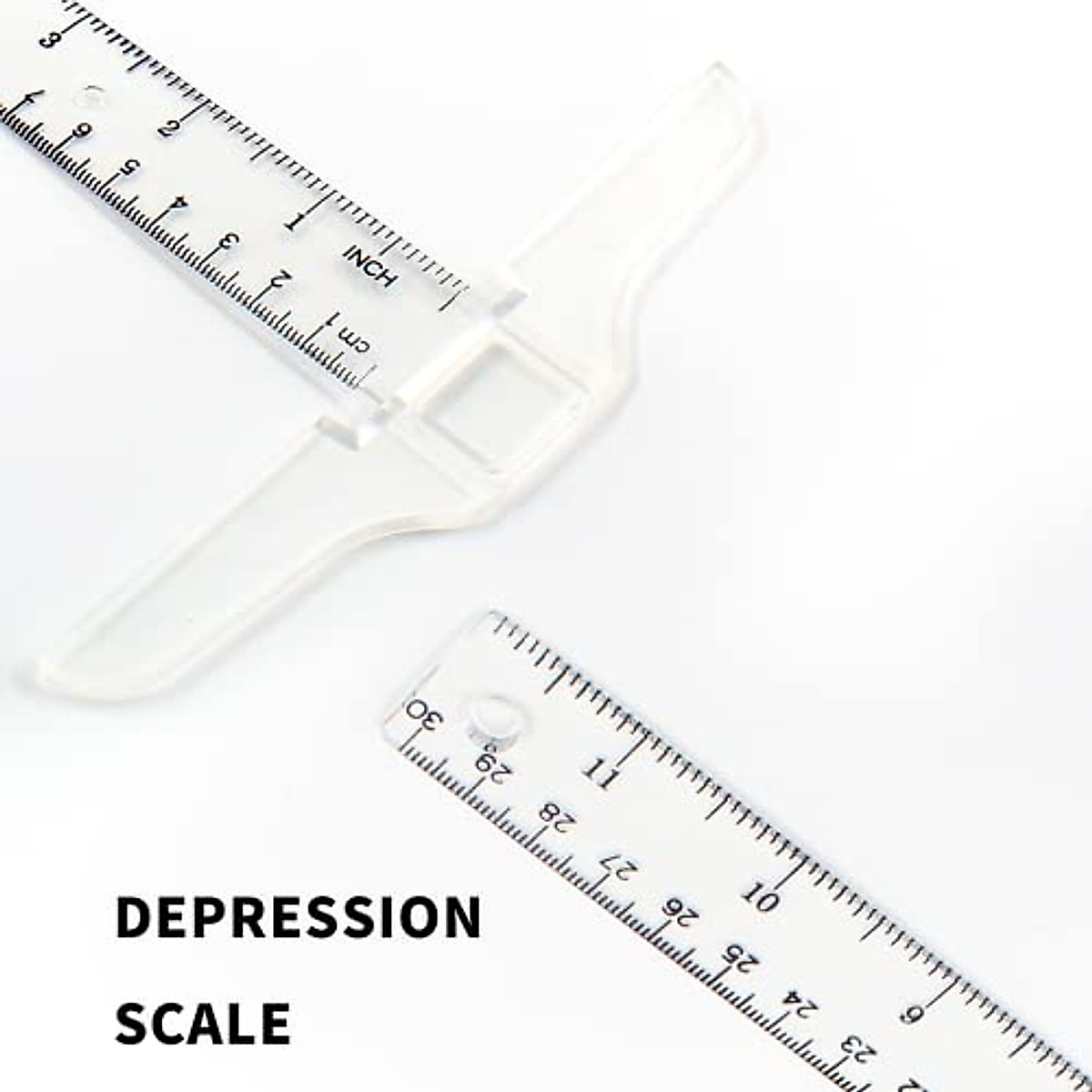 BokWin 12 Inch/ 30 cm Junior T-Square Plastic Transparent T-Ruler，Drafting T Square Inch Metric T-Square Measuring Scale Ruler for Art Framing and Drafting