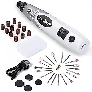 Rotary Tool Kit, Towallmark Cordless Rotary Tool 3.6V with 50 Accessories, USB Rechargeable, 3 Speed Mini Rotary Tool Multi-Purpose for Sanding, Polishing, Drilling, Engraving, DIY Small Projects