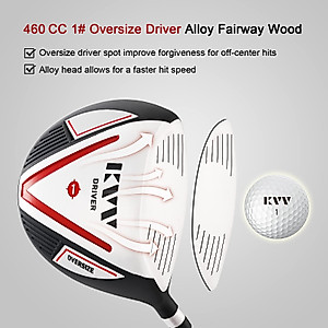 KVV Men’s Complete Golf Clubs Package Set Includes Driver, Fairway, Hybrid, 5#-P# Irons, Putter, Stand Bag, Head Covers, Right Handed