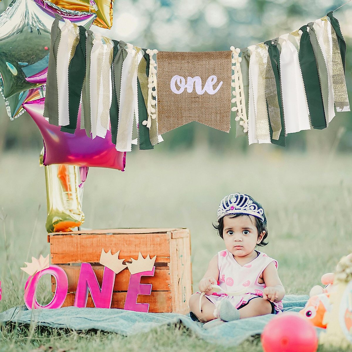 Nydotd 1st Birthday Highchair Banner Baby First Birthday Party Banner Decorations Wild Jungle Theme Safari One Year Birthday High Chair Banner Garland for Boy Baby Shower Supplies