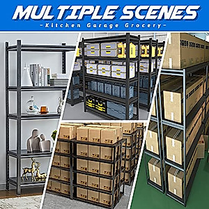 5 tier Storage Shelves Heavy Duty Garage Shelf Storage, Adjustable Carbon Steel Shelving Storage Unit, 76" Hight Storage Utility Rack for Kitchen Bathroom Warehouse Pantry 32" W x 16" D x 76" H