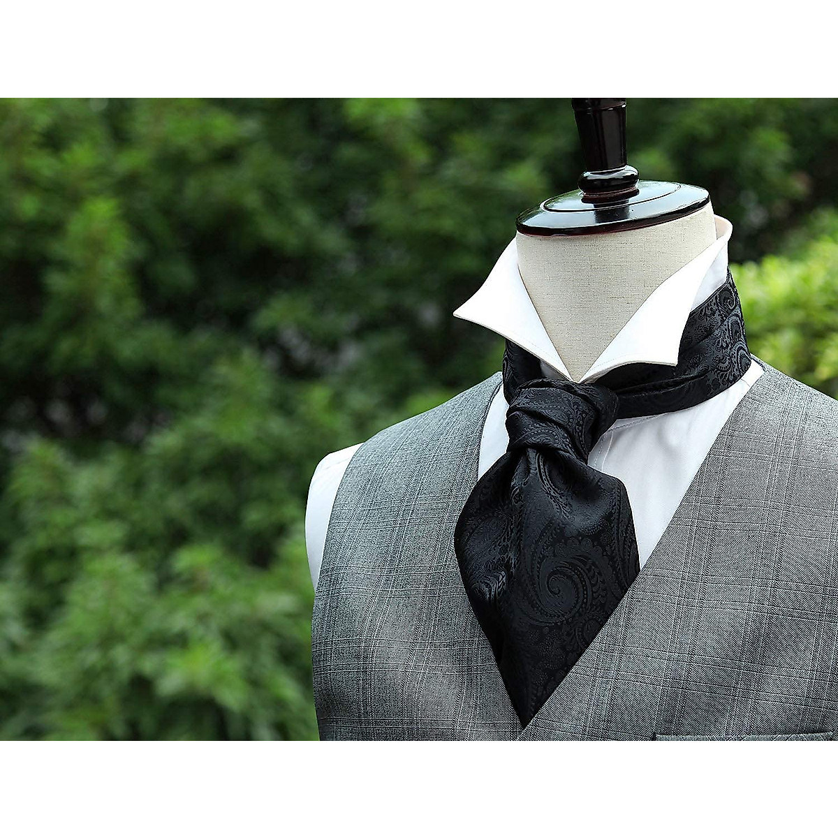 HISDERN Cravat Ties for Men with Pocket Square Casual Paisley Ascot Self Tie Scarf Handkerchief Set for Business Prom