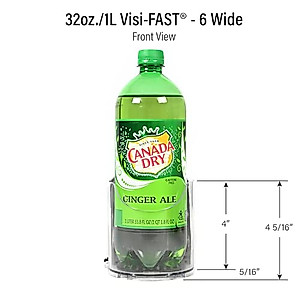 Display Technologies Visi-Fast Spring-Loaded Beverage Pusher-Glides (Pack of 6) - Effortless Beverage Product Presentation for 32oz/1LTR - 6-wide, 22" D' Drink Organizer ofor Cans, Bottles and More