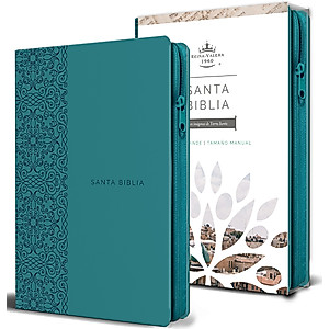 Biblia Reina Valera 1960 letra grande. Símil piel aguamarina, cremallera, tamaño manual/Spanish Bible RVR 1960. Handy Size, Large Print, Leathersoft Aqua,