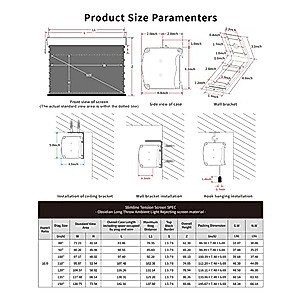 VIVIDSTORM-Projection Screen,Obsidian Long Focus ALR Slimline Motorized Office Presentation,Indoor Stand Movie Screen,Compatible with Lumen up to 2500ANSI Standard Throw Projector,VMSLALR120H