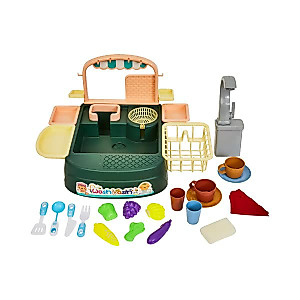 Hey! Play! Play Kitchen Set for Kids – Functional Sink Water Toy with Automatic Cycling System – Dishwashing Playset with Fun Accessories