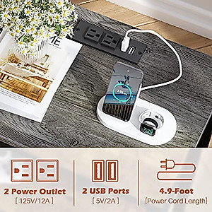 SUPERJARE L Shaped Gaming Desk with LED Lights & Power Outlets and