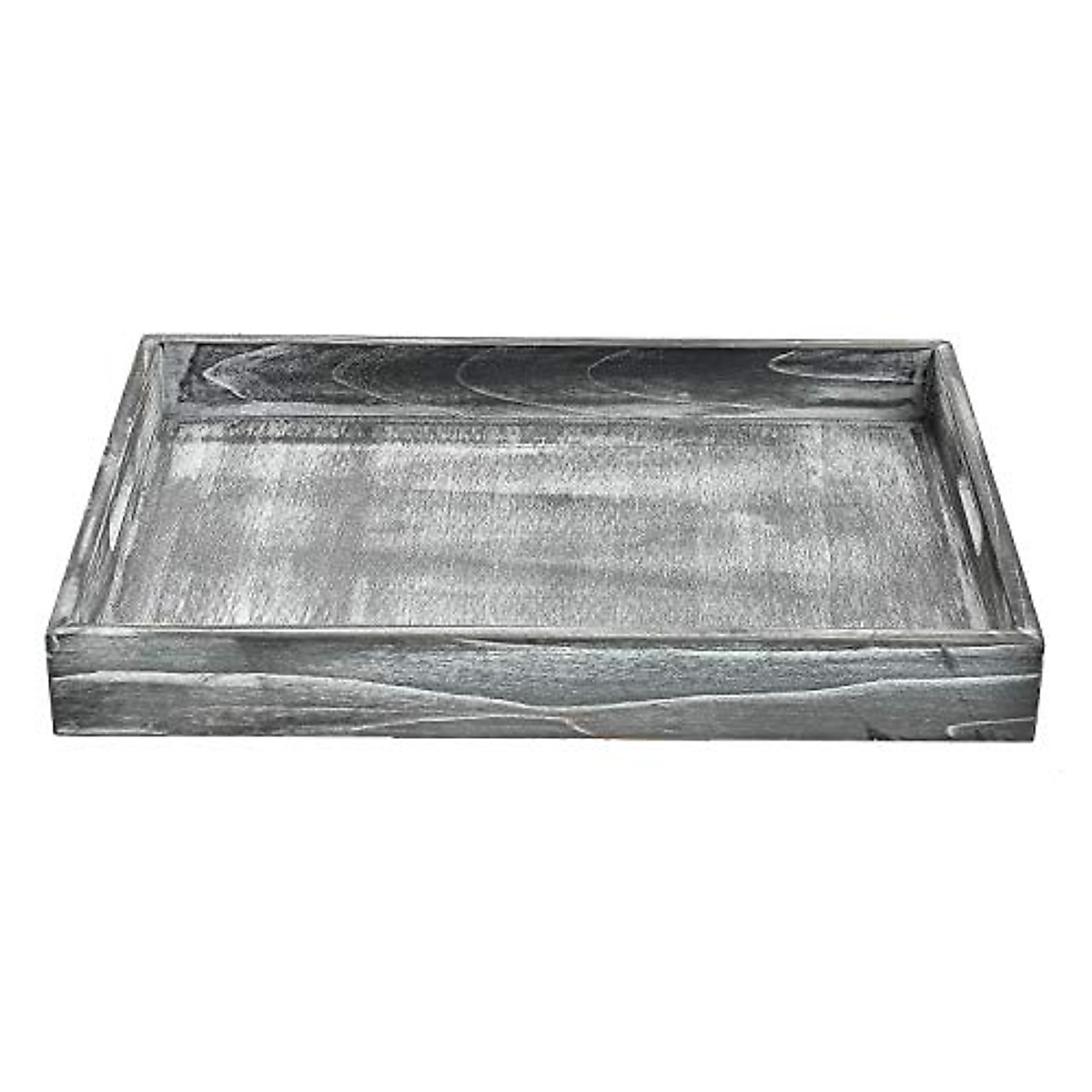 Rustic Distressed Wood Food Breakfast Serving Tray Octagon Serving Tray in Bed with Cutout Carrying Handles Coffee Office Desktop Document Holder Home Kitchen (Grey)