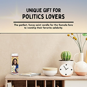 Celeb Prayer Candle Kamala Celebrity Candles - Funny Gift for Democrats - President Votive Glass Jar White Candle - Devotional Candles for USA - Handmade Soy Wax Candles