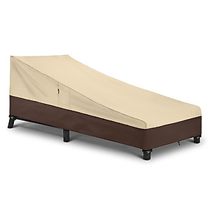 Arcedo Outdoor Chaise Lounge Cover, Waterproof Patio Chaise Lounge Chair Cover with Air Vents, All Weather Resistant Patio Furniture Covers, 80" L x 32" W x 25" H, Beige and Brown